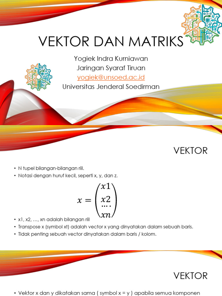 2-Matriks Dan Vektor - Yogiek Indra Kurniawan 2021 | PDF