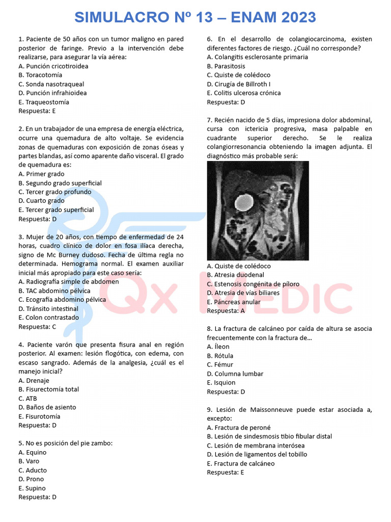 Simulacro #13 - Enam 2023 - Con Claves | PDF | Medicina | Causas de la muerte