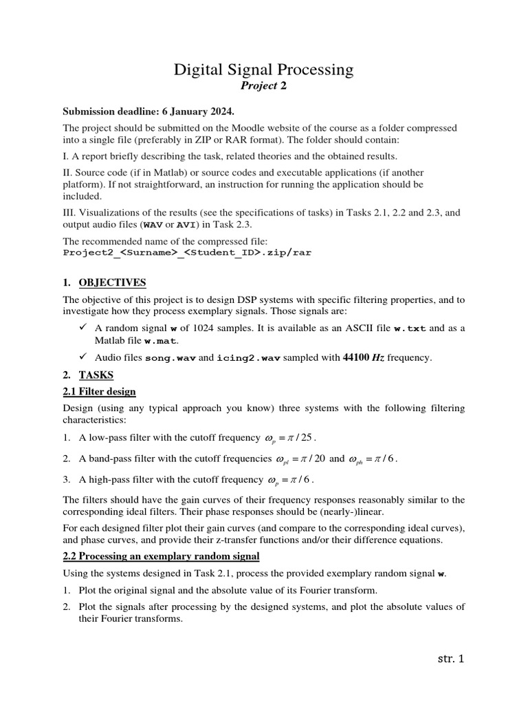 project_2 | PDF | Filter (Signal Processing) | Digital Signal Processing