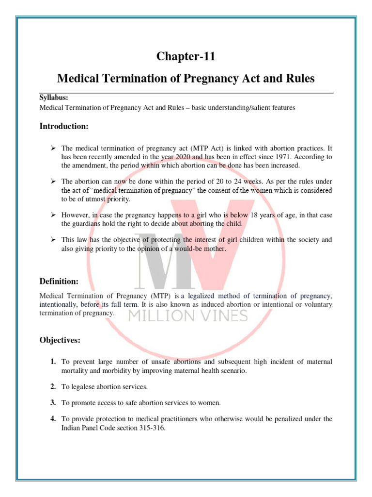 Chapter-111 Medical Termination of Pregnancy Act and Rules | PDF | Abortion | Pregnancy