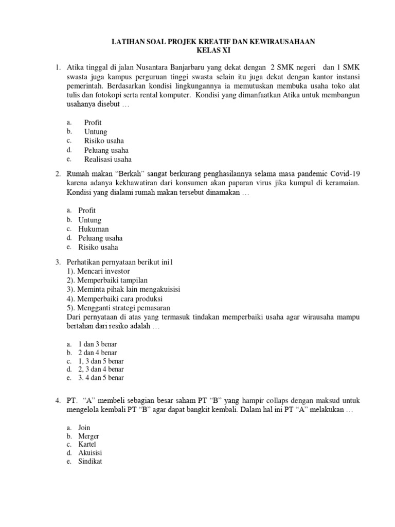 Latihan Soal PKDK Kelas Xi | PDF