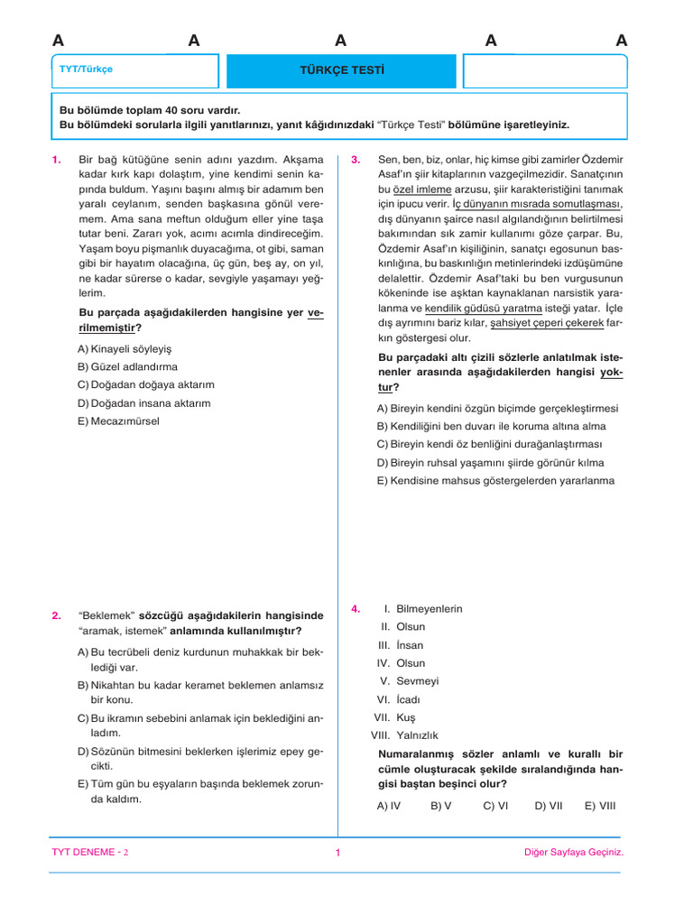 TYT Deneme 02 2 | PDF