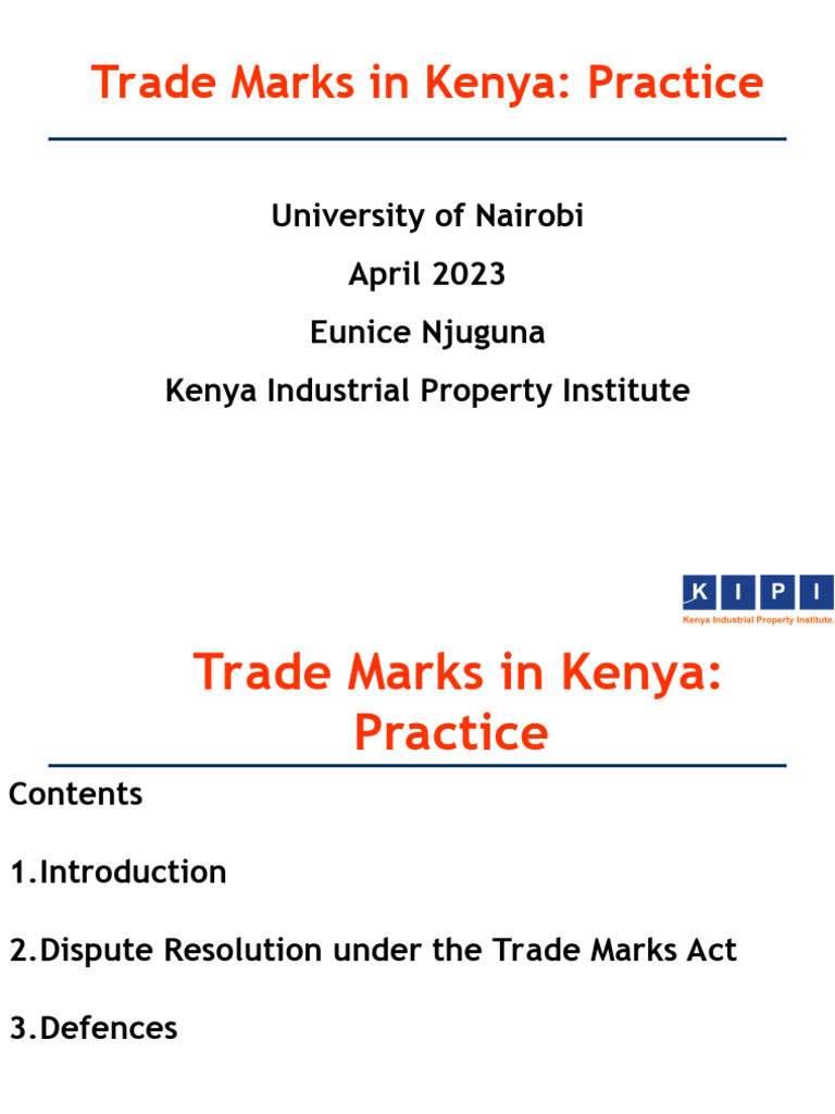 Trade Marks Practice in Kenya | PDF