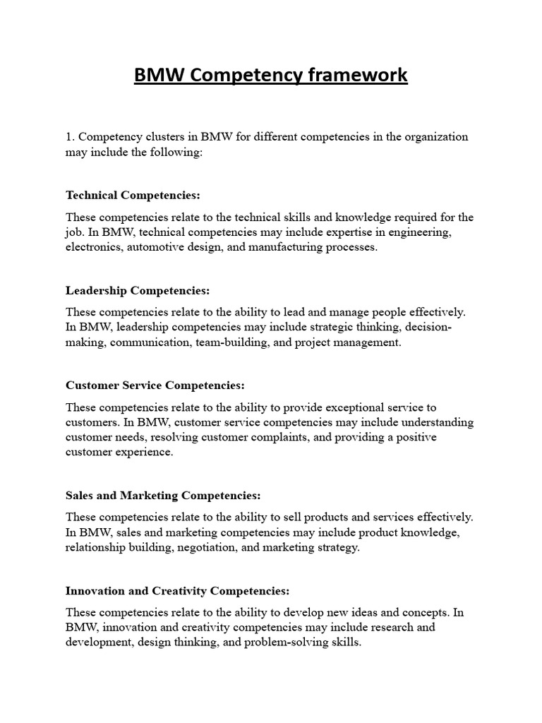 BMW Competency Framework | PDF