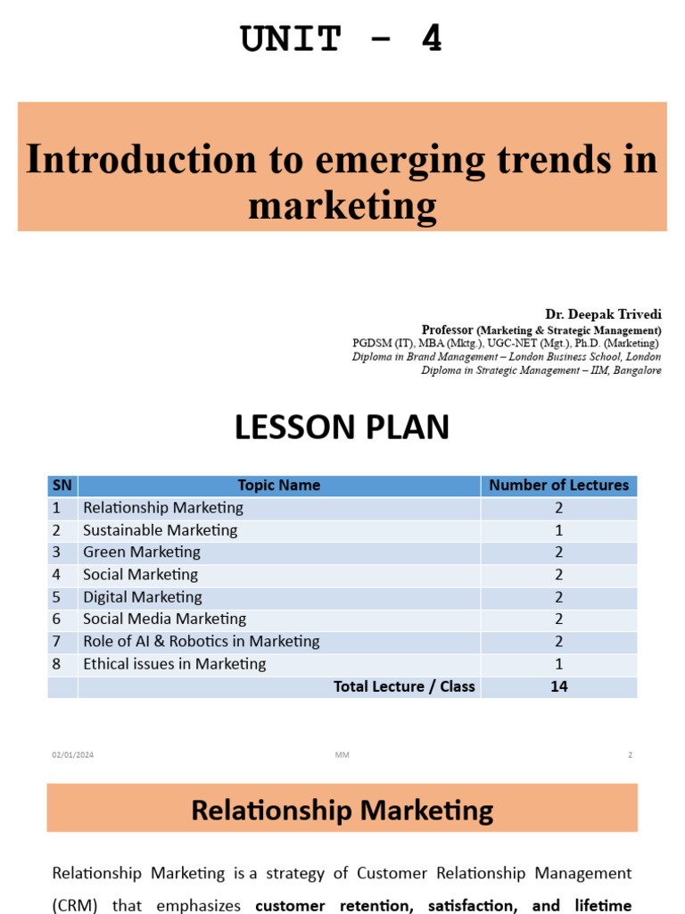 Unit - 4 (Introduction To Emerging Trends in Marketing) | PDF ...