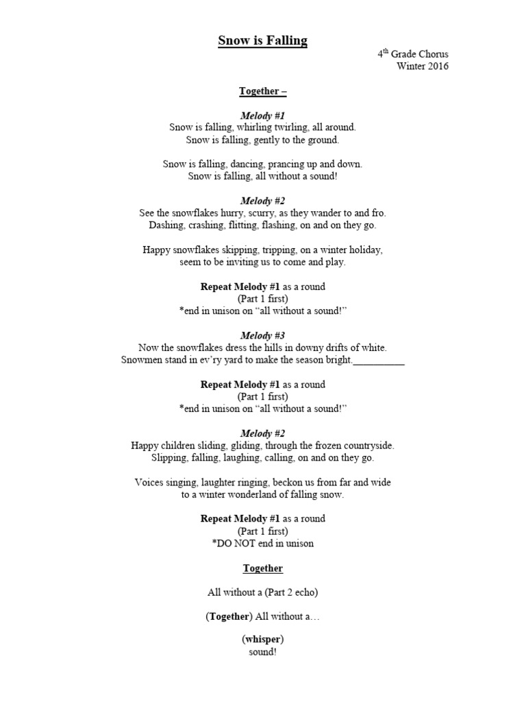 Snow Is Falling - Lyrics | PDF