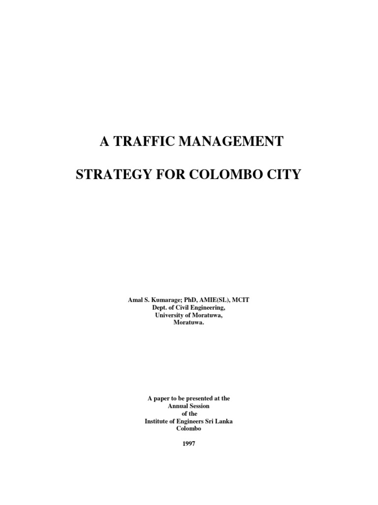 1997 P 01 Te Traffic Management Strategy For Colombo Annual Sessions ...