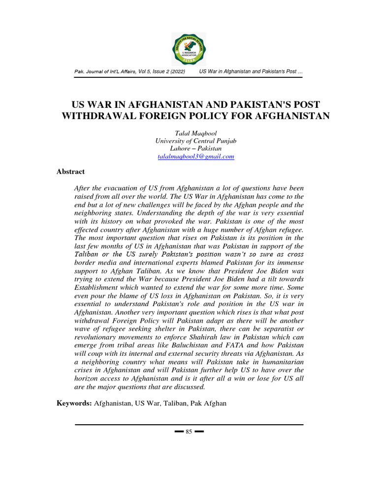 6 Us War in Afghanistan and Pakistans Post Withdrawal Foreign Policy ...