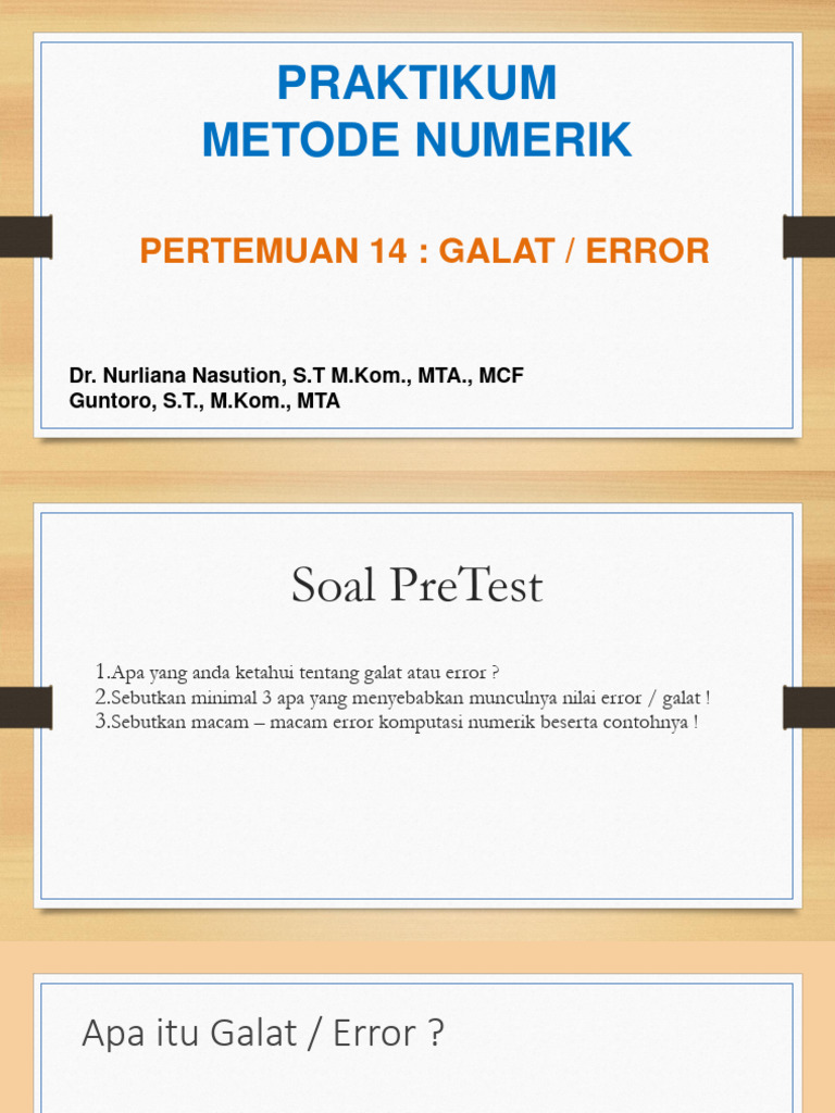 Pertemuan 14. Praktikum MATLAB Untuk Galat Atau Error | PDF