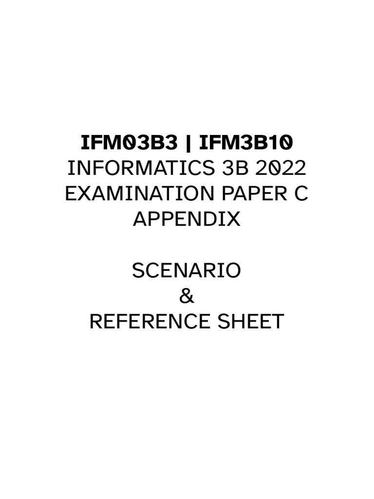 IFM03B3 - IFM3B10: Informatics 3B 2022 Examination Paper C Appendix ...