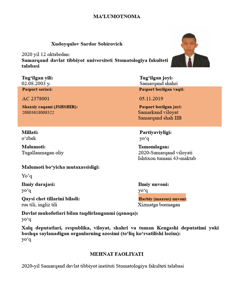 Xudoyqulov Sardor | PDF