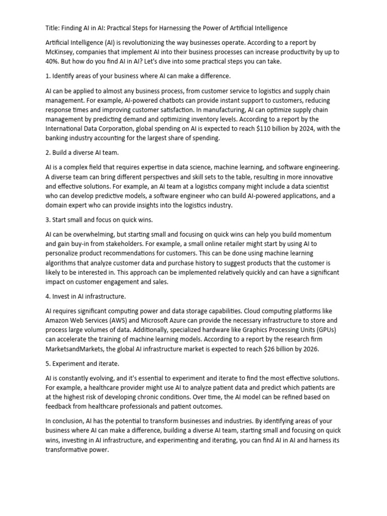 Finding AI in AI - Practical Steps For Harnessing The Power of ...