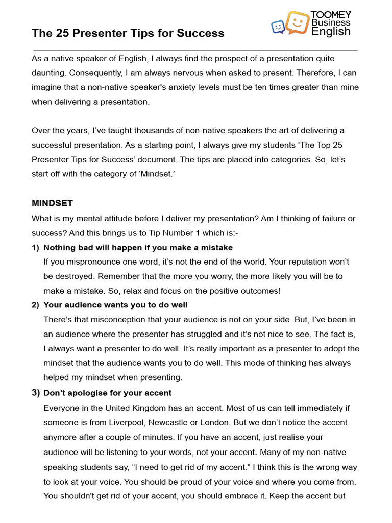25 Presenter Tips Success | PDF