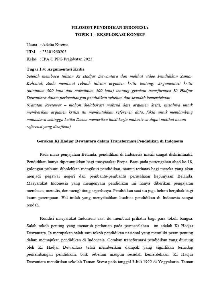 Filosofi Pendidikan Indonesia Topik 1 Eksplorasi Konsep | PDF