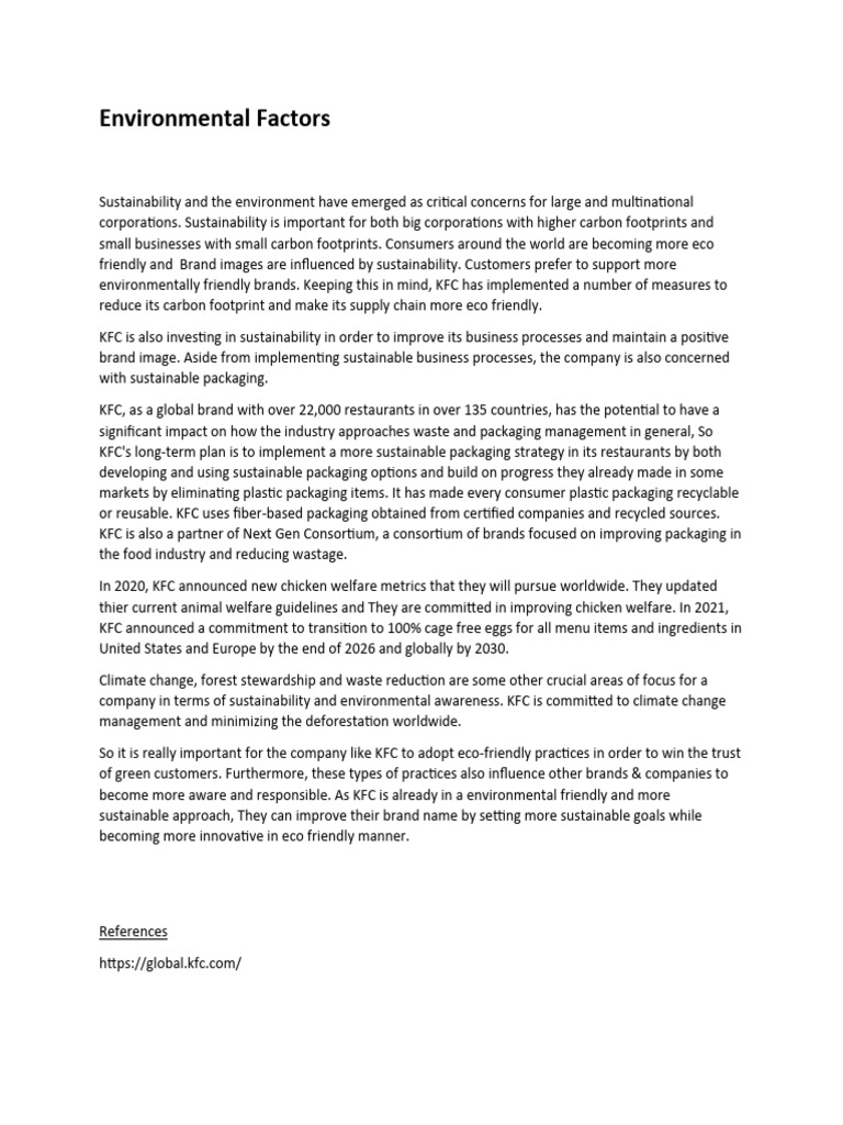 Environmental Factors - KFC | PDF | Sustainability | Brand