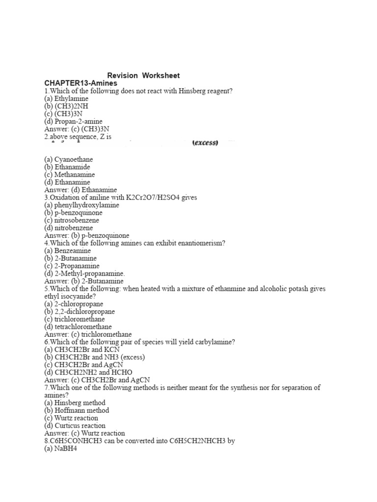 Amines Important Questions. | Download Free PDF | Amine | Chemical ...