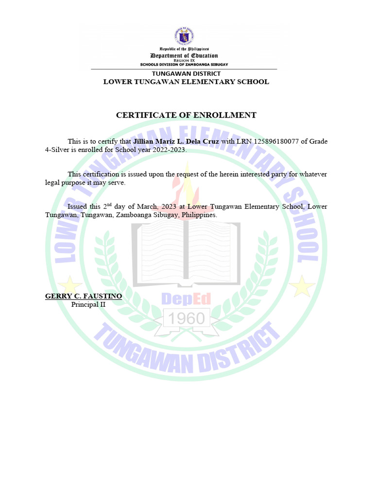 Certificate of Enrollment | PDF