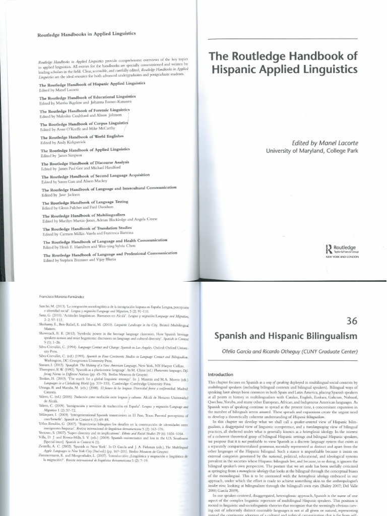 Spanish and Hispanic Bilingualism García Otheguy - 20151 | PDF