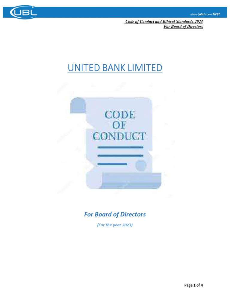 Code of Conduct Ethical Standards For Directors 2023 | PDF | Board Of ...