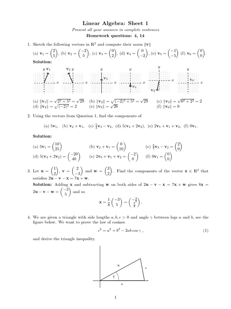 LA Homework1 Solutions | PDF