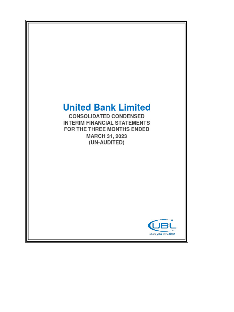 UBL Interim Financial Statements March 2023 Consolidated | PDF ...