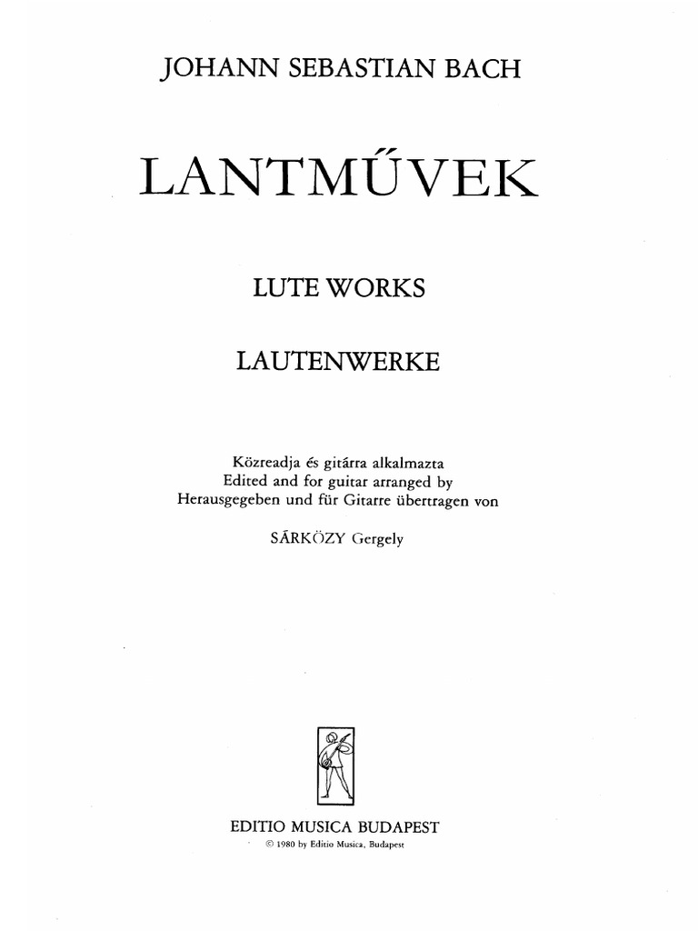 Bach-BWV 995-1000 1006a Sarkozi | PDF
