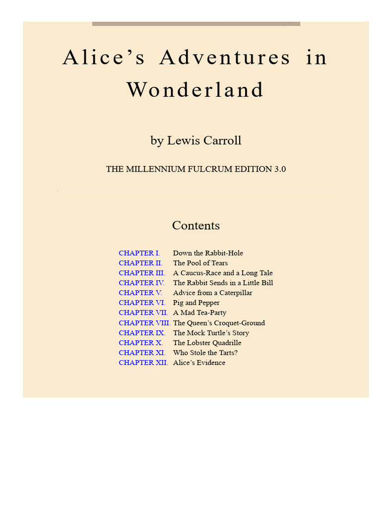 Lewis Carroll Alice in Wonderland | PDF