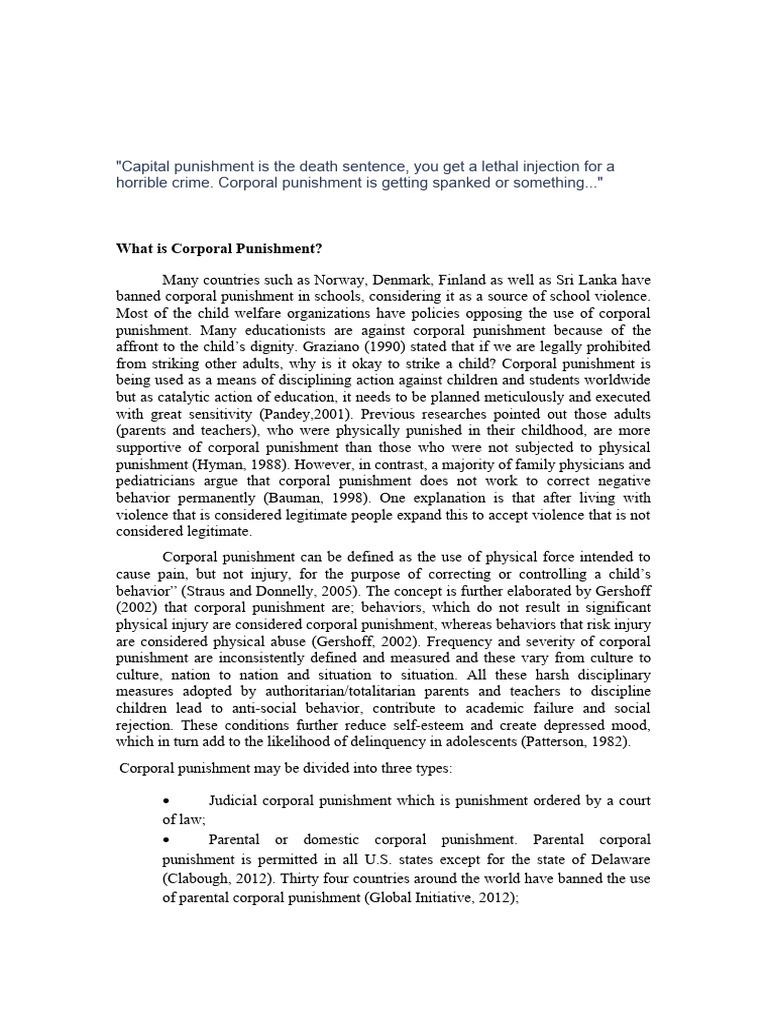 Capital and Corporal Punishment | PDF | Capital Punishment | Child Abuse