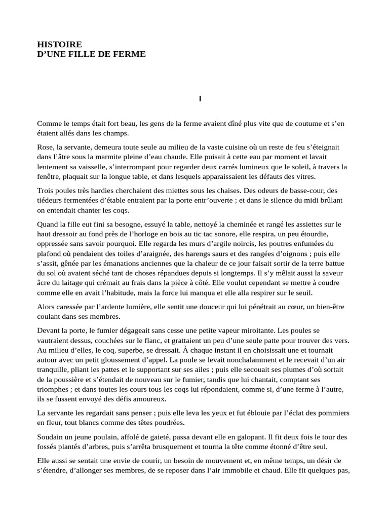 Histoire d' Une Fille de Ferme de Maupassant | PDF