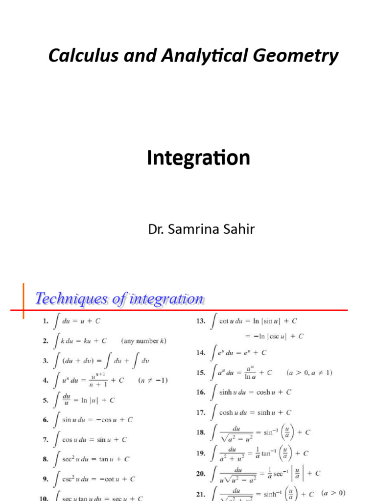 Techniques of Integration in Calculus | PDF | Integral | Algebra