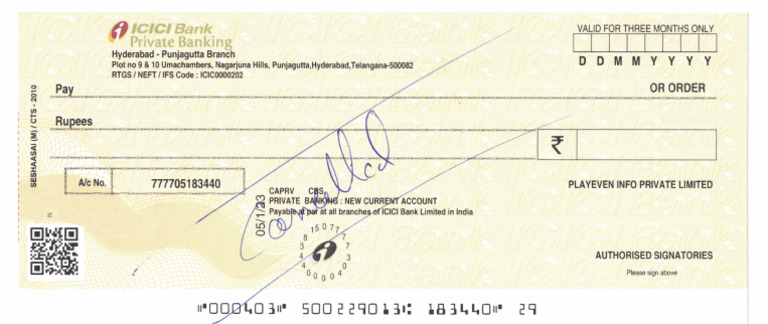 ICICI Bank Cancelled Cheque | PDF