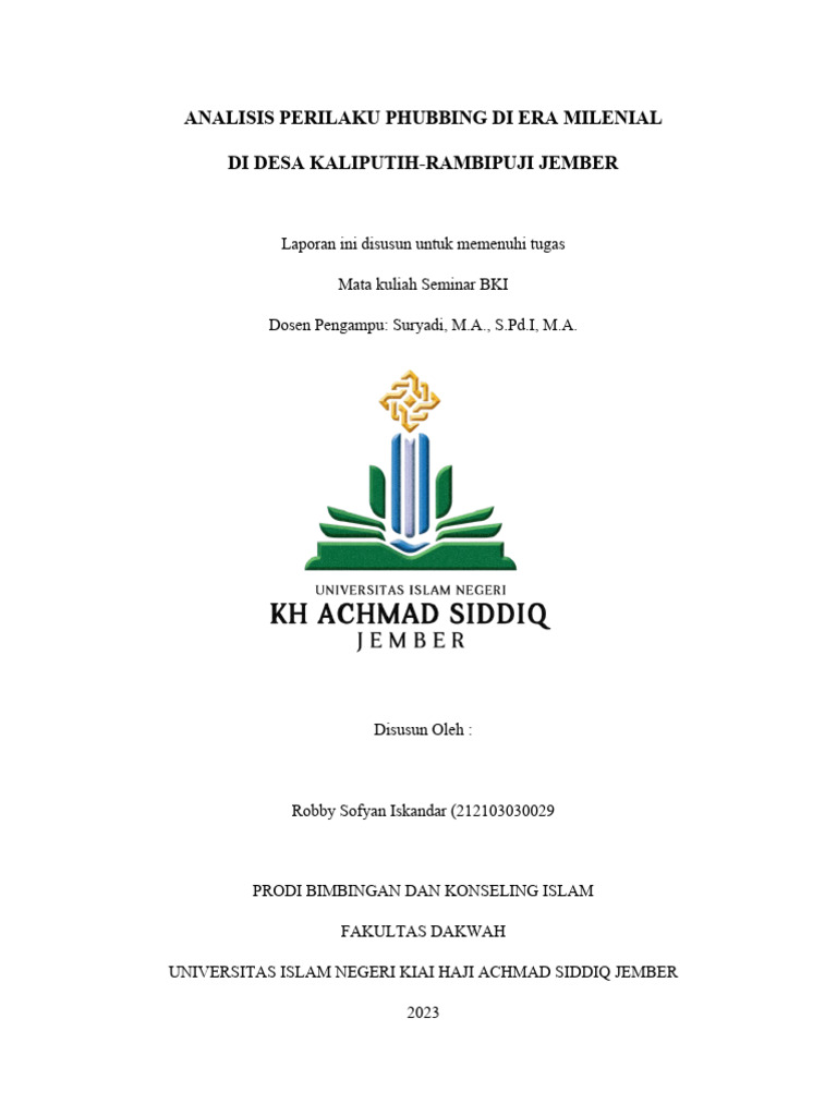 Analisis Phubbing Di Era Milenia Di Desa Kaliputih Rambipuji Jember | PDF Analisis Phubbing Di Era Milenia Di Desa Kaliputih Rambipuji Jember | PDF