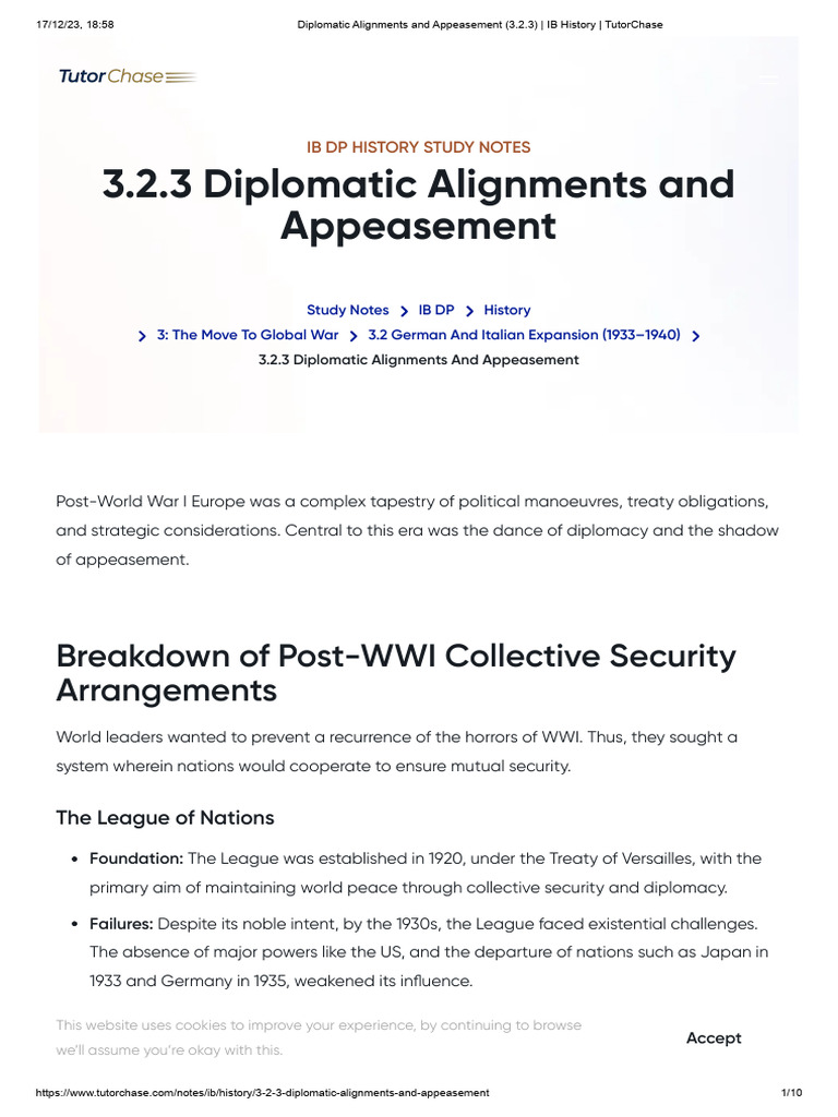 Diplomatic Alignments and Appeasement (3.2.3) - IB History - TutorChase ...