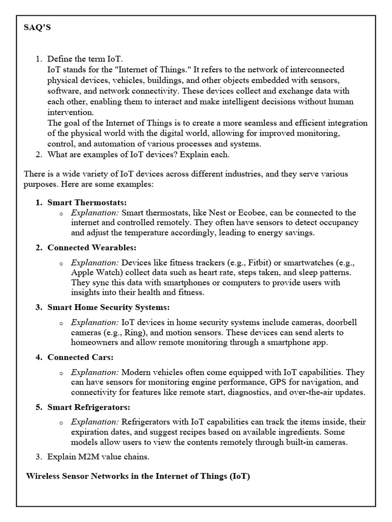 Iot_question_Bank[1] | PDF | Internet Of Things | Wireless Sensor Network