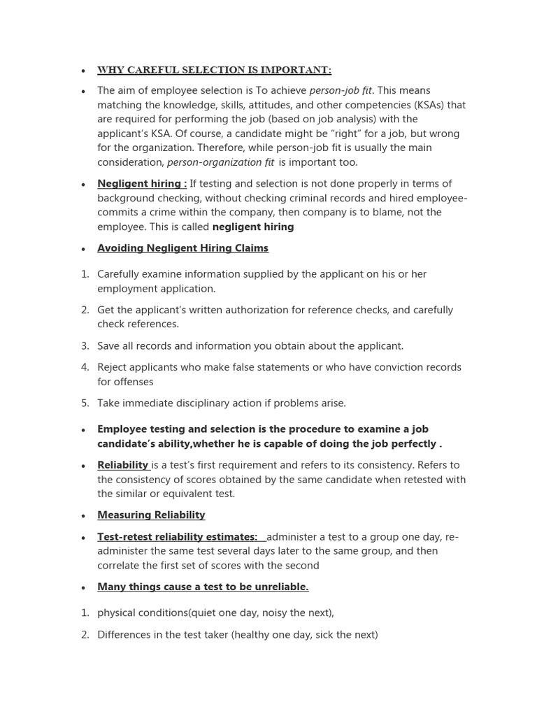 Employee Selection and Testing Best Practices | PDF