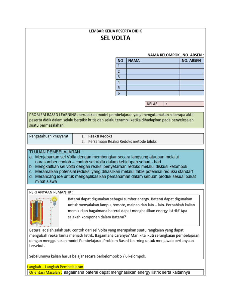 LKPD Sel Volta | PDF