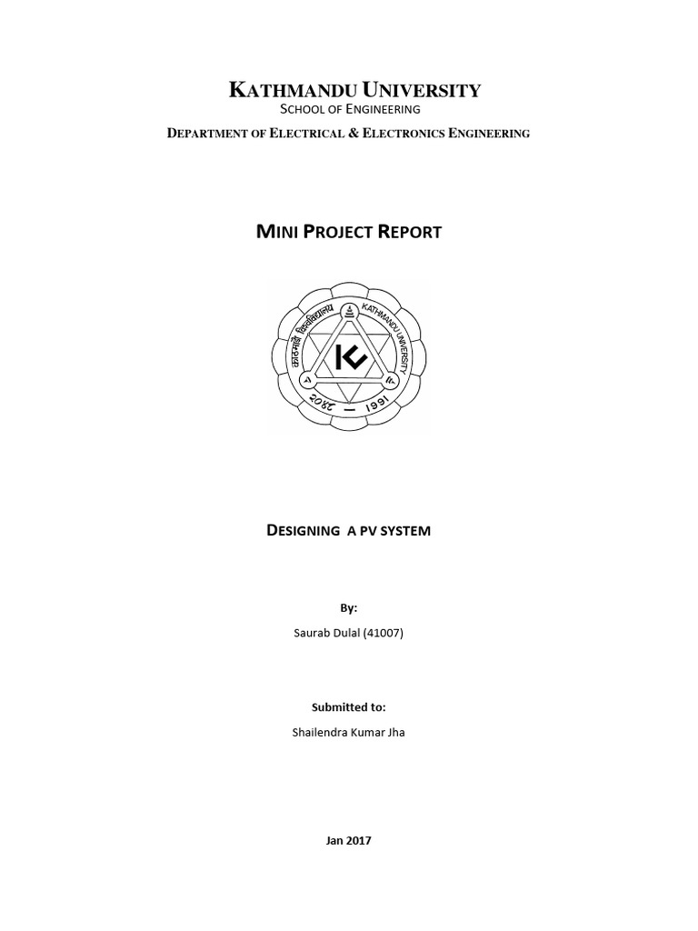 Mini Project Report Designing A PV Syste | PDF | Photovoltaics ...