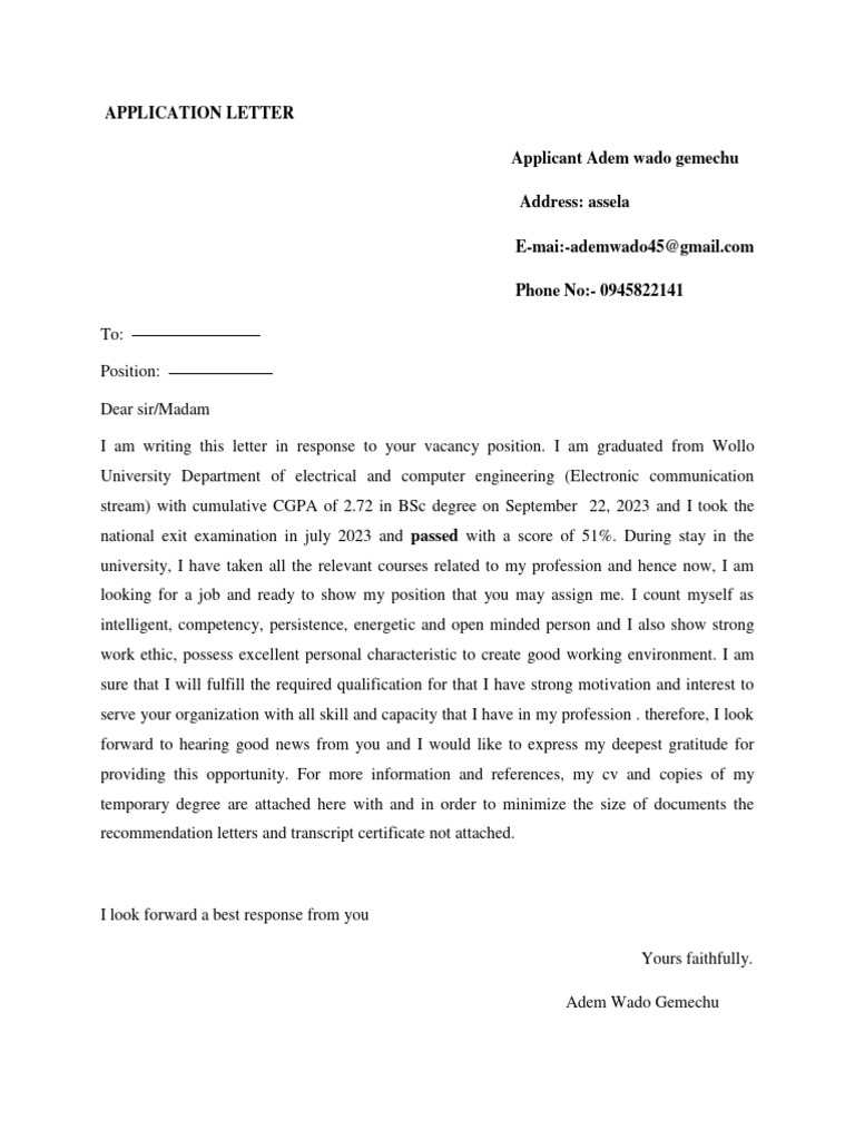Application Letter and CV | PDF