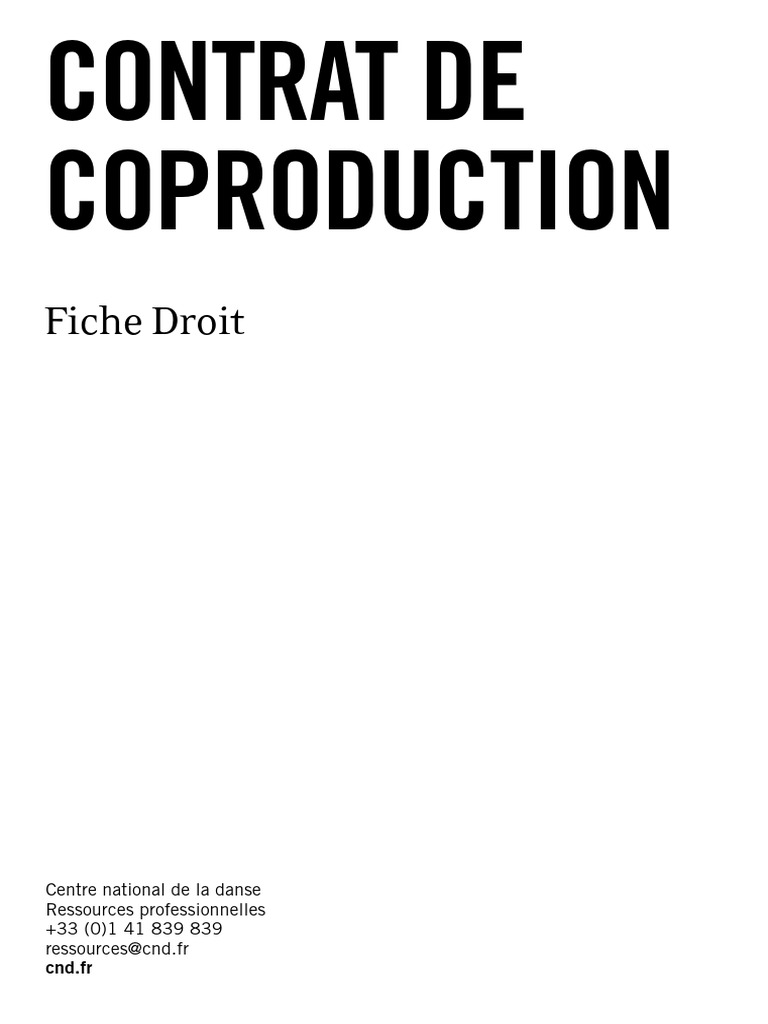 Contrat de Coproduction Juillet 23 | PDF