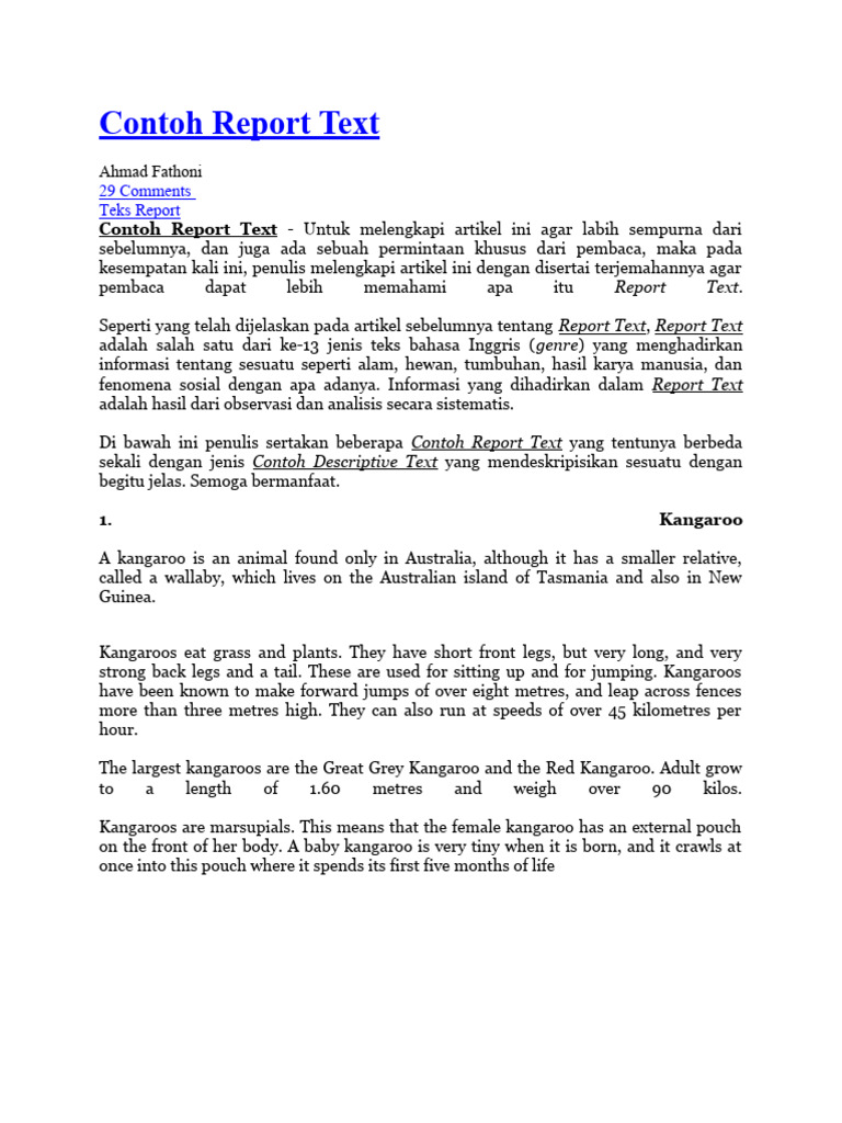 Contoh Report Text | PDF