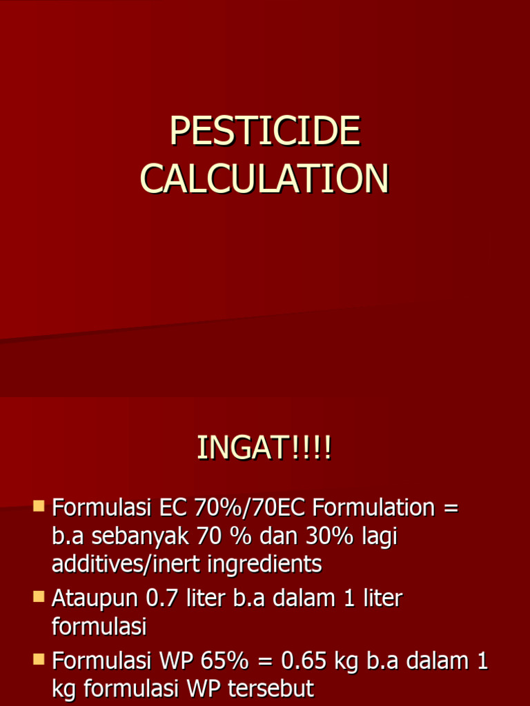 Pesticide Calculation (1) - 1 | PDF