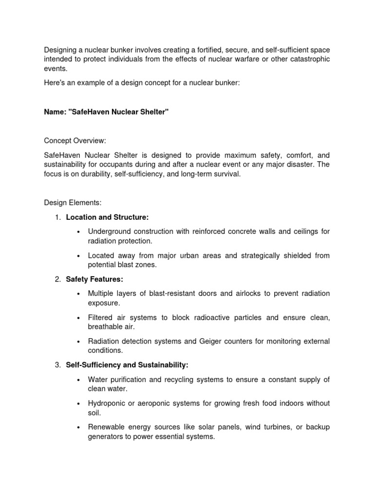 Designing A Nuclear Bunker Involves Creating A Fortified Safety | PDF ...