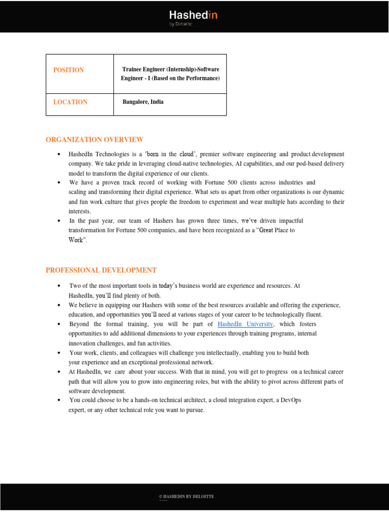 HashedIn - Software Engineer - I JD Recruitment Team | PDF | Business