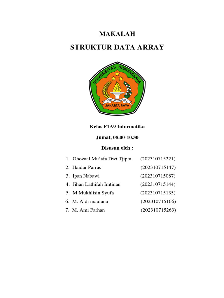 Makalah Kel-3 (Struktur Data Array) - F1a9 | PDF