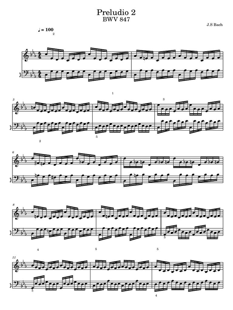 Preludio II BWV BACH | PDF | Johann Sebastian Bach | Classical Music