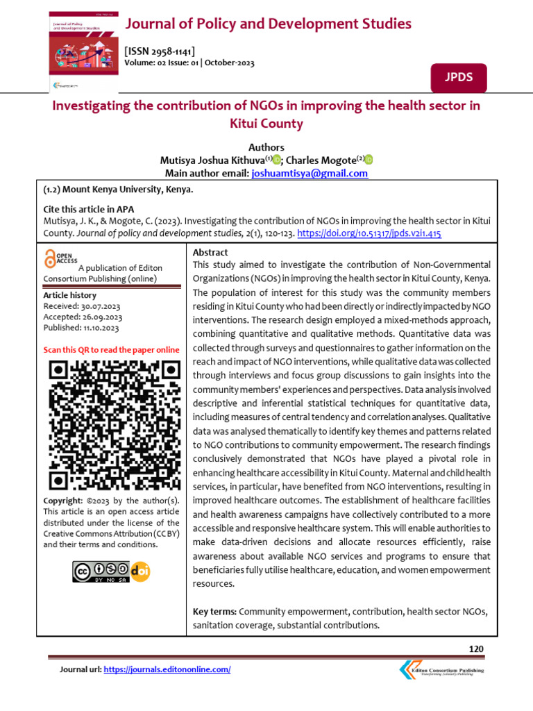 Investigating The Contribution of NGOs in Improvin | PDF | Non ...