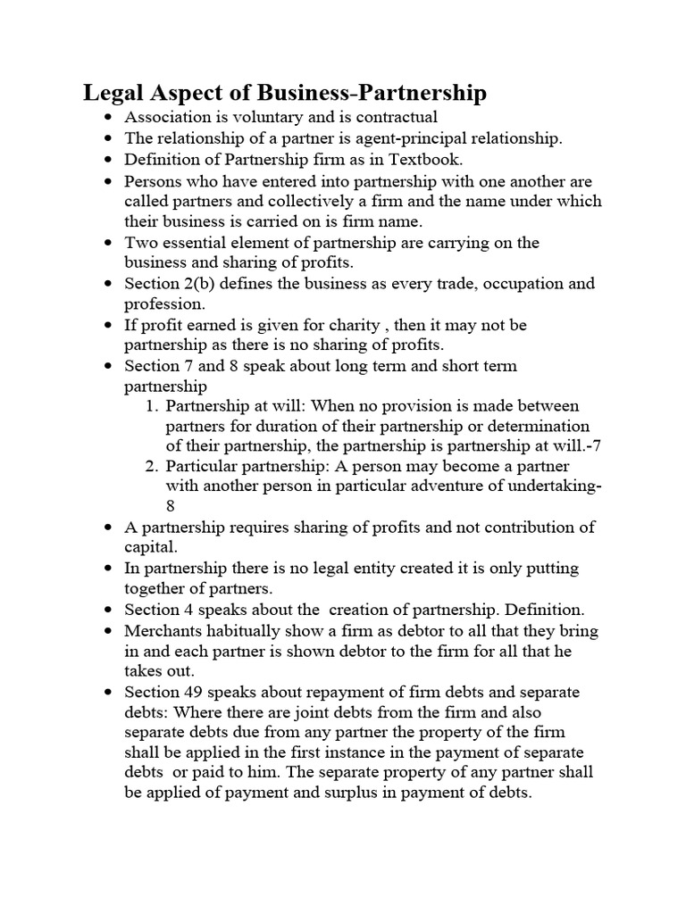 Legal Aspect of Business Partnership | PDF