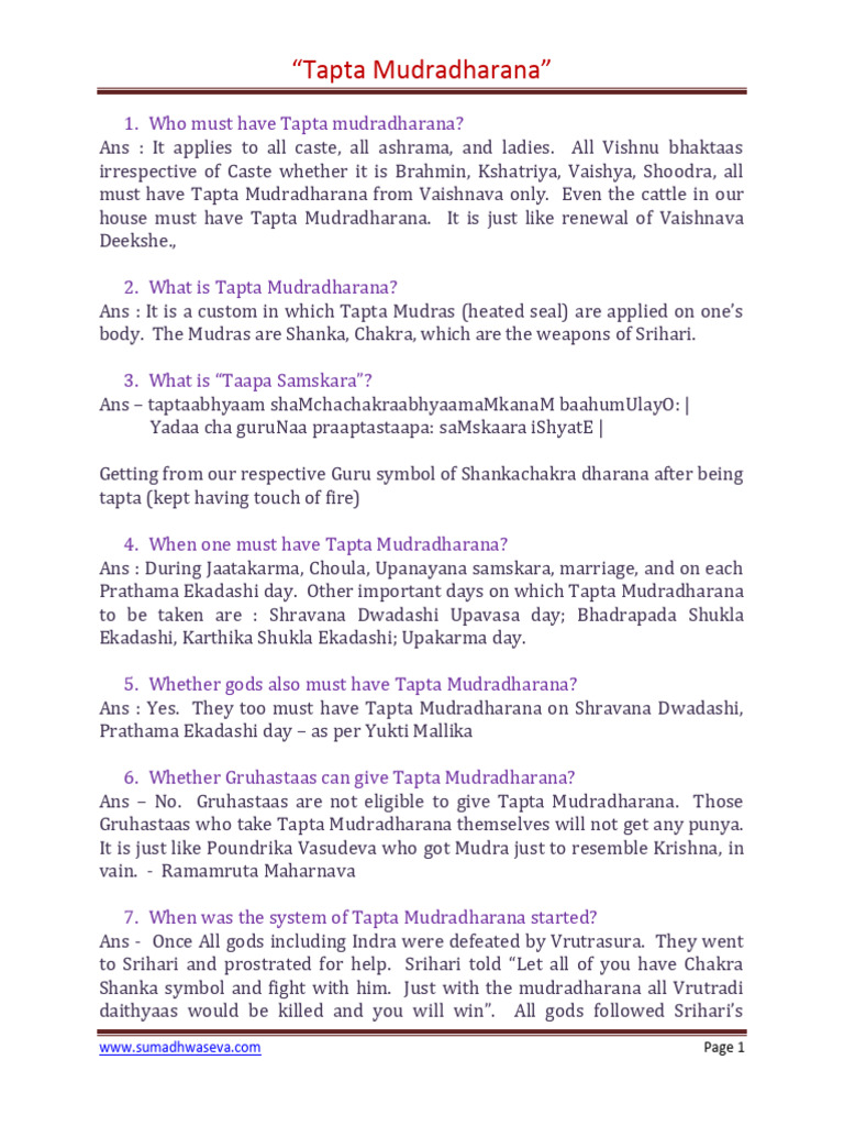 Tapta Mudradharane | PDF