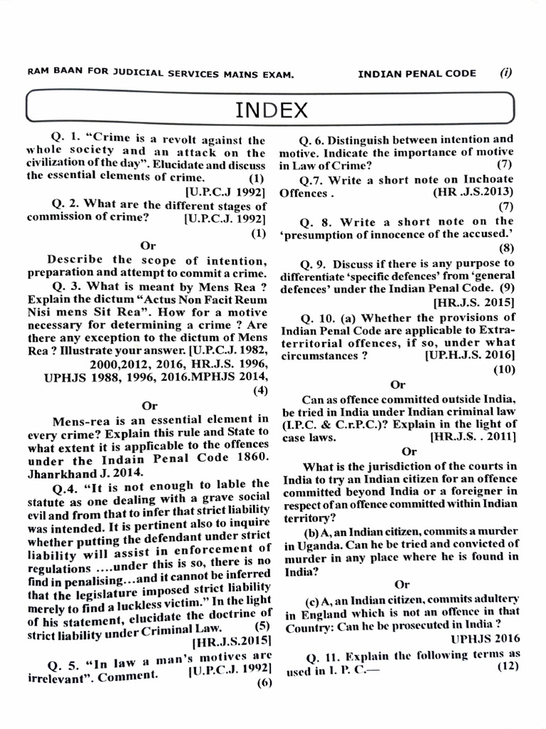 IPC Overview for Judicial Exams | PDF