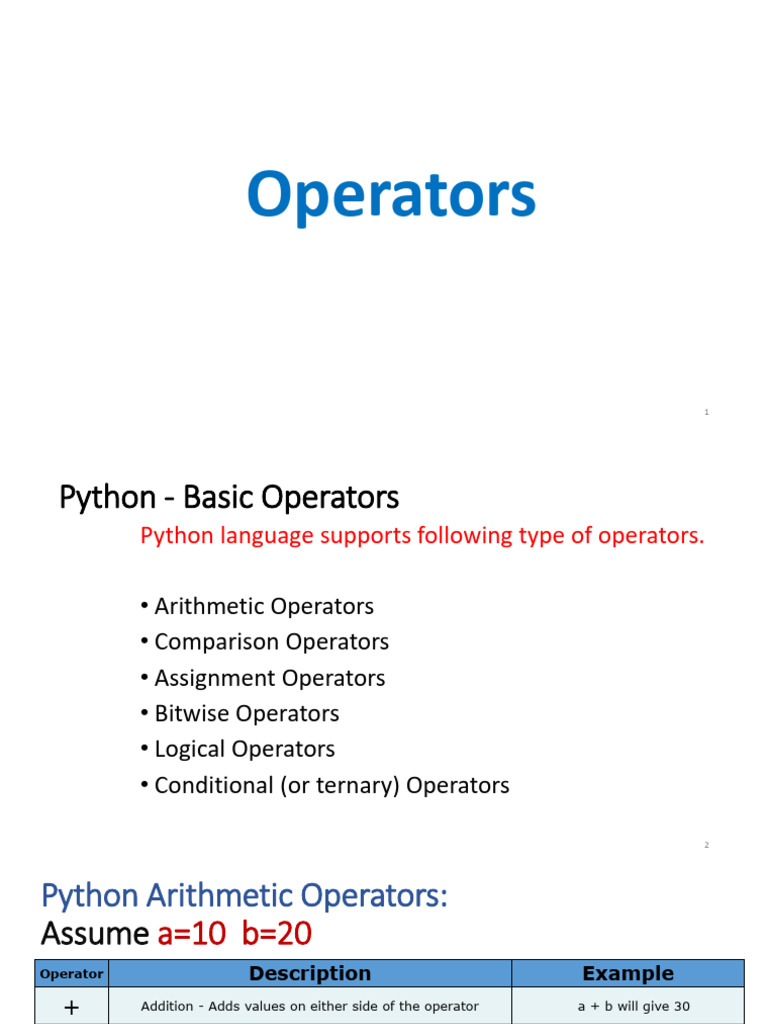 Operators | PDF | Arithmetic | Mathematical Notation